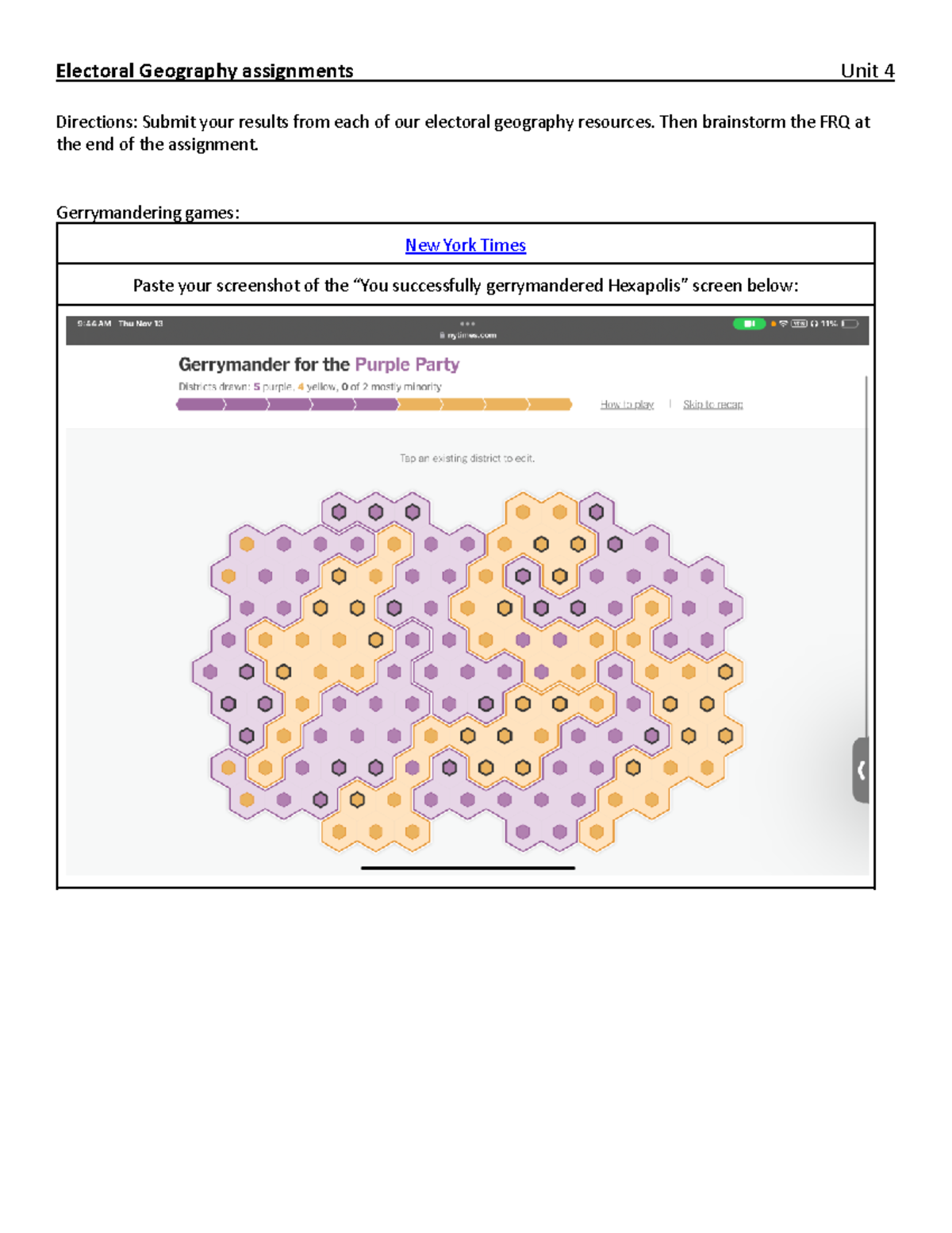 Electoral Geography Assignments: Unit 4 Analysis & Gerrymandering ...