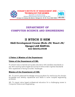 Skill Development Course II II (NODE JS React JS Django) LAB Manual - DEPARTMENT OF COMPUTER ...
