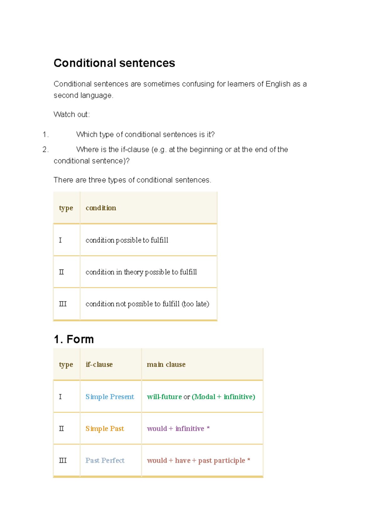 Conditional sentences - 11 ano - Conditional sentences Conditional ...