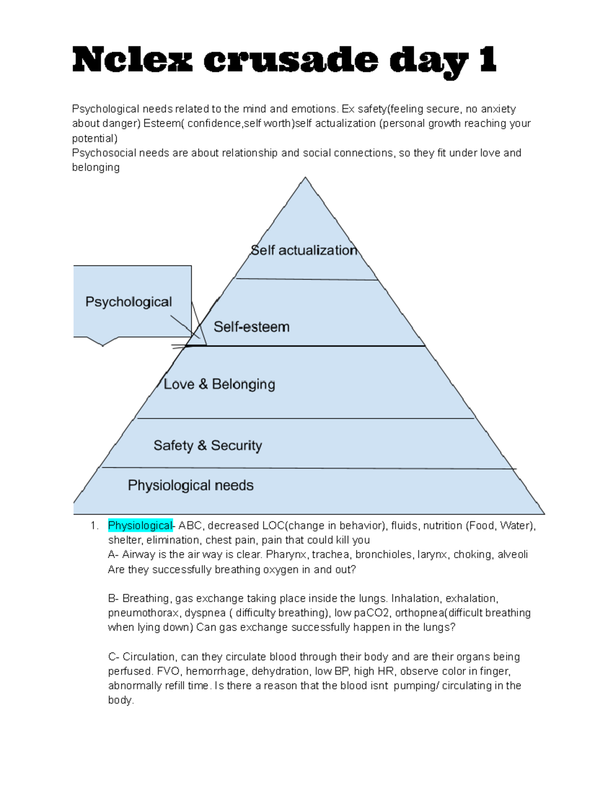 NCLEX Crusade Day 1: Understanding Psychological and Psychosocial Needs ...