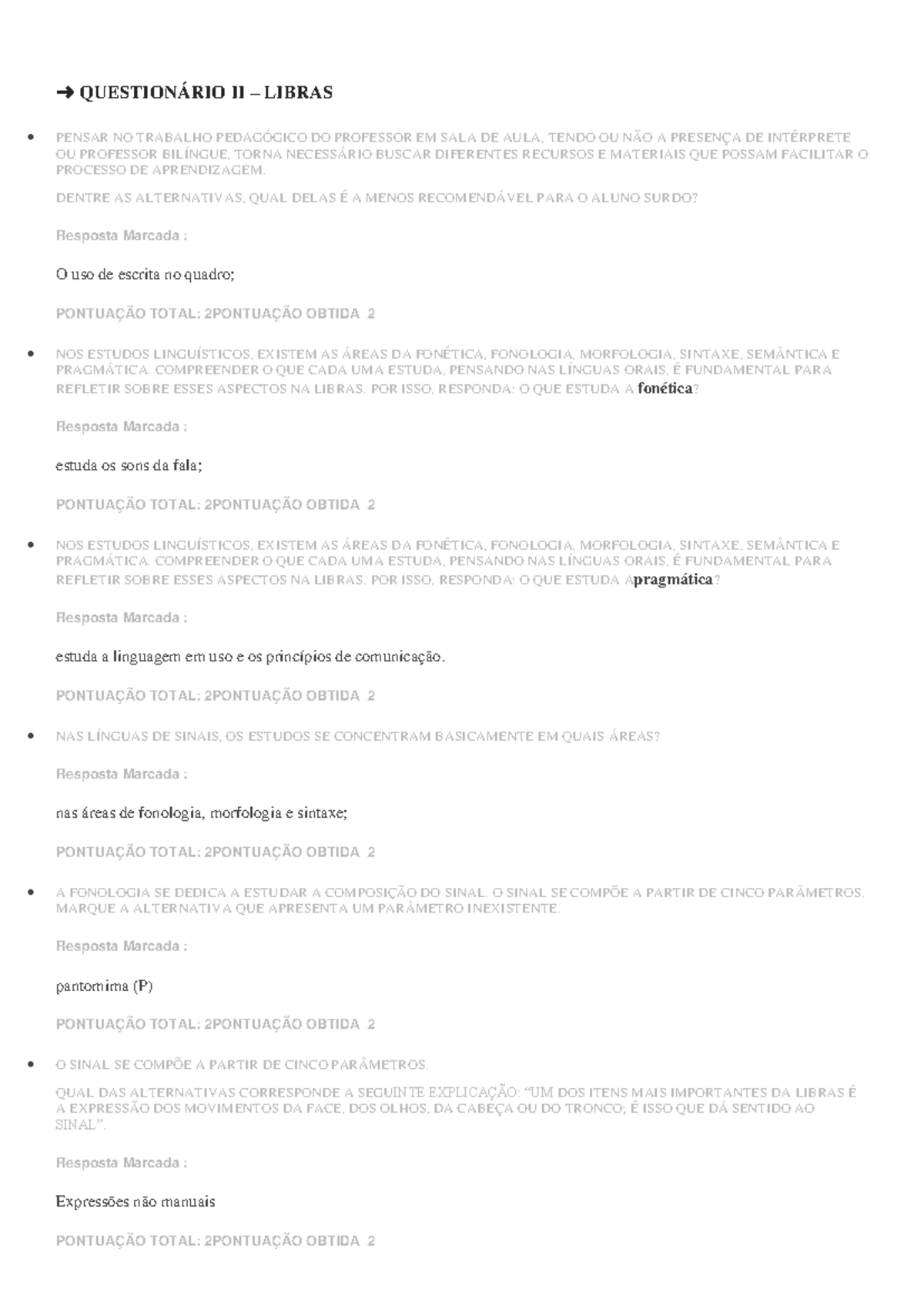 Questionário I Libras - Questionário - QUESTIONÁRIO I – LIBRAS SOBRE O SIGNIFICADO DE SURDEZ ...