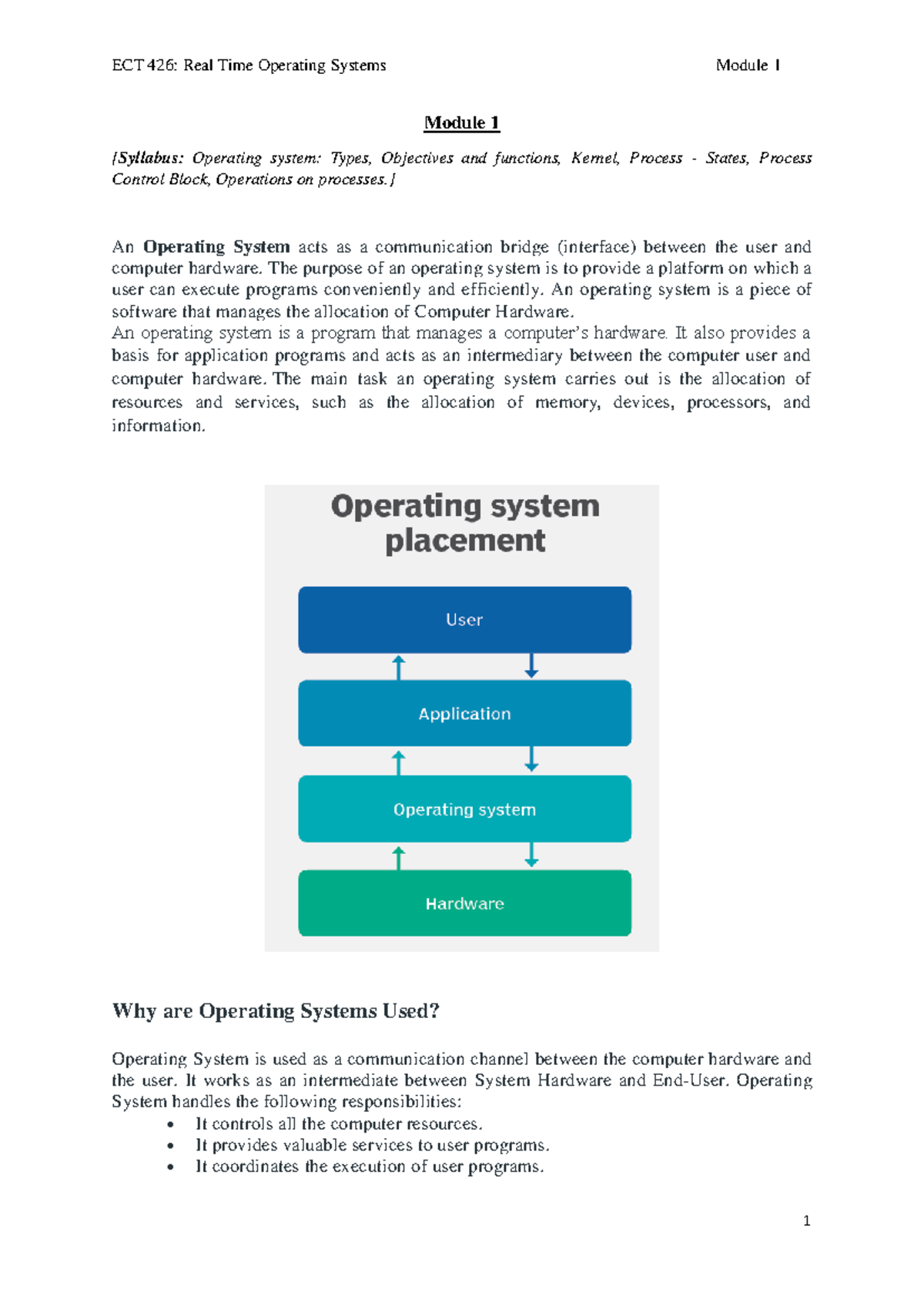 ECT 426 - Module 1: Overview of Real-Time Operating Systems - Studocu