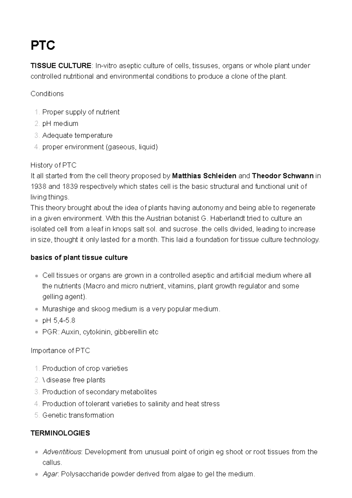 Plant Tissue Culture Key Terminologies and Techniques Overview - PTC TISSUE CULTURE: In-vitro ...