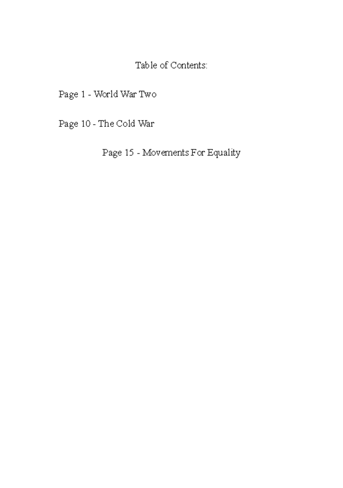 HIST 101: World War Two, Cold War & Movements for Equality - Studocu