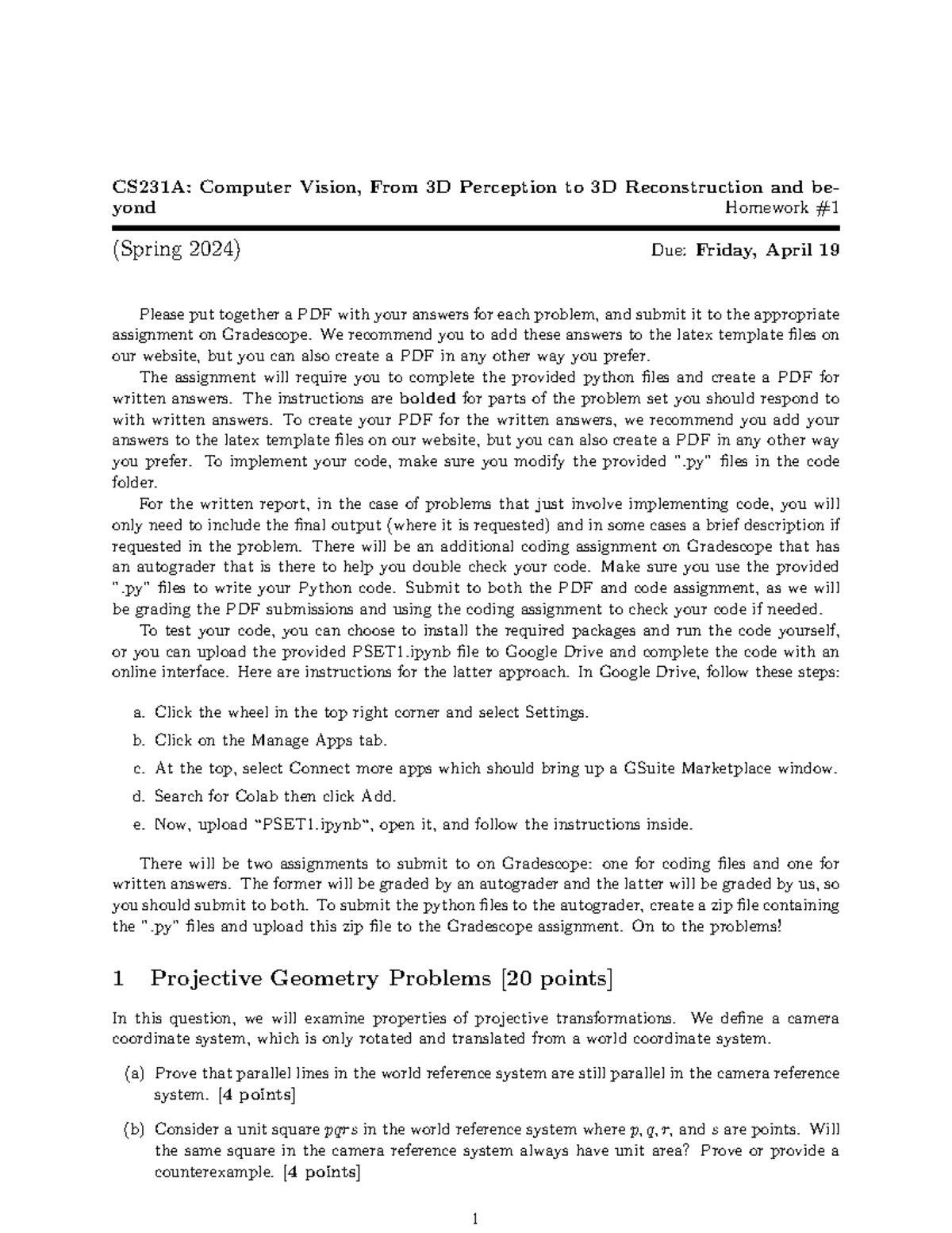 Ps1 - acvsvdsd - CS231A: Computer Vision, From 3D Perception to 3D ...