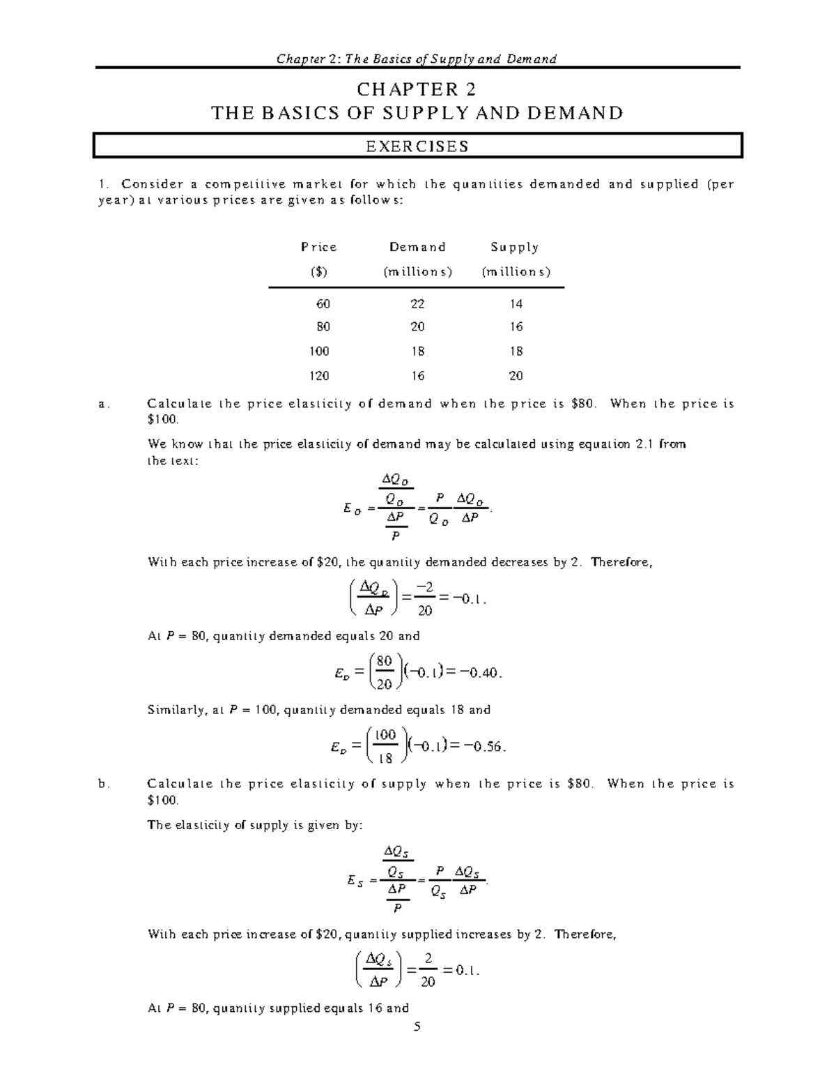 Supply and Demand Fundamentals: Chapter 2 Exercises - Sol 02 - Studocu