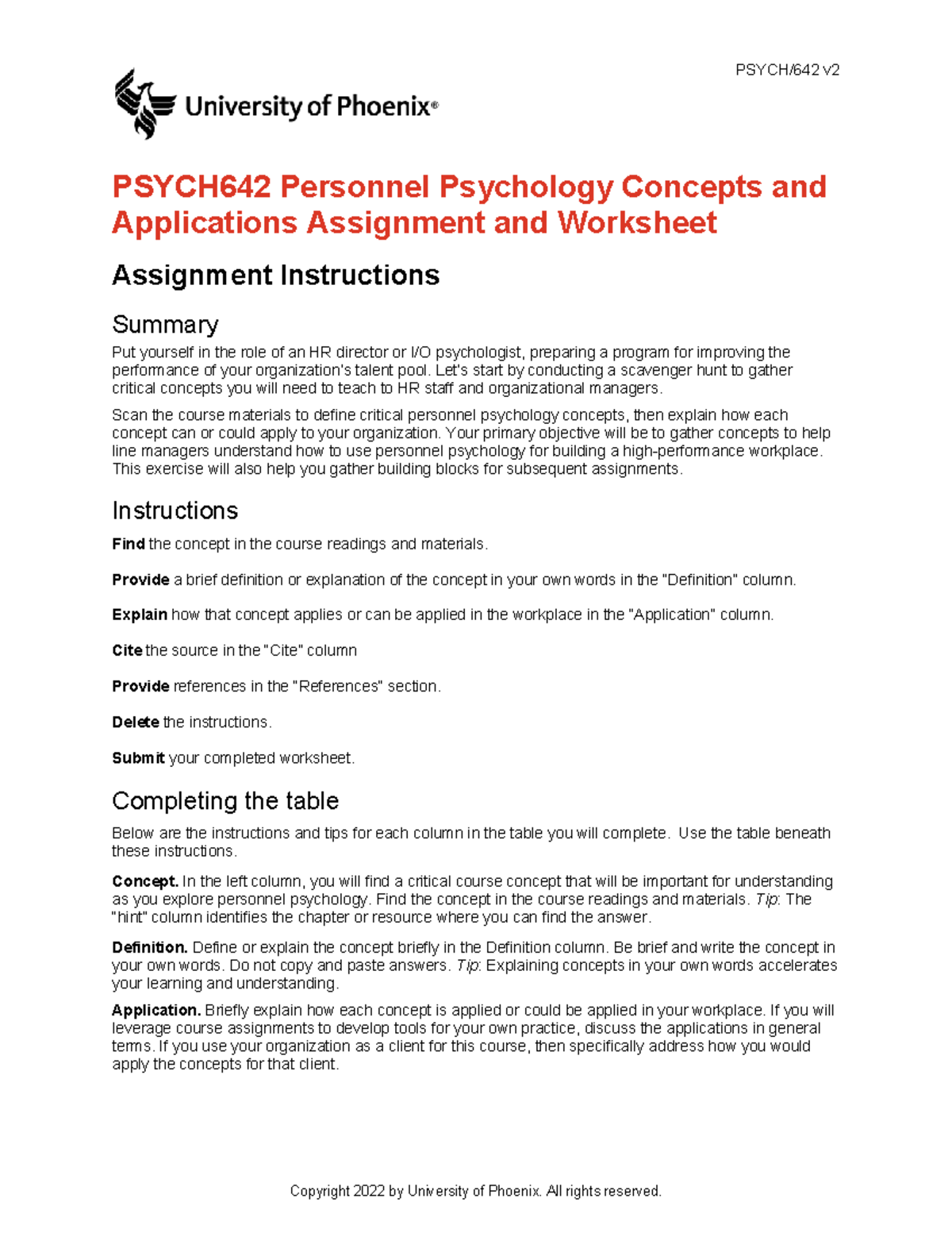 Psych 642 v2 wk1 personnel psychology concepts and applications ...