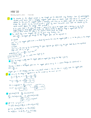 Phys152 written hw 10 - Physics 15 2 Fall 2024 Written Homework # 10 ...