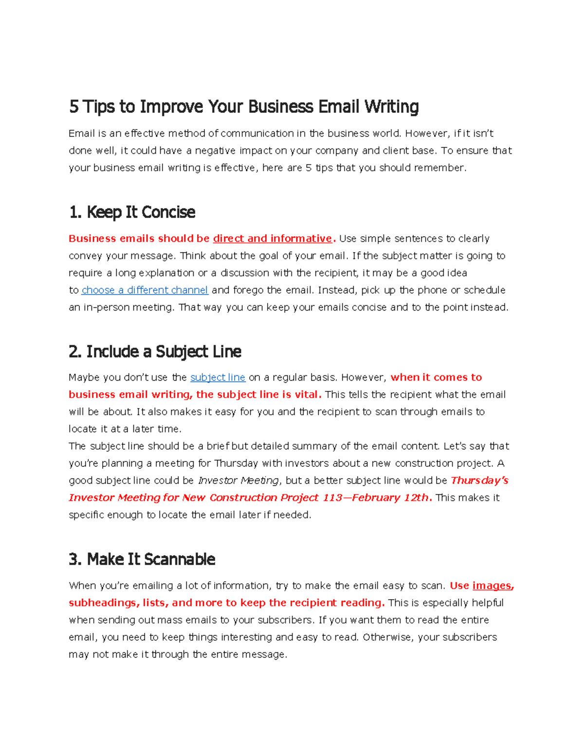 Five Tips to Improve Your Business Email Writing - 5 Tips to Improve ...