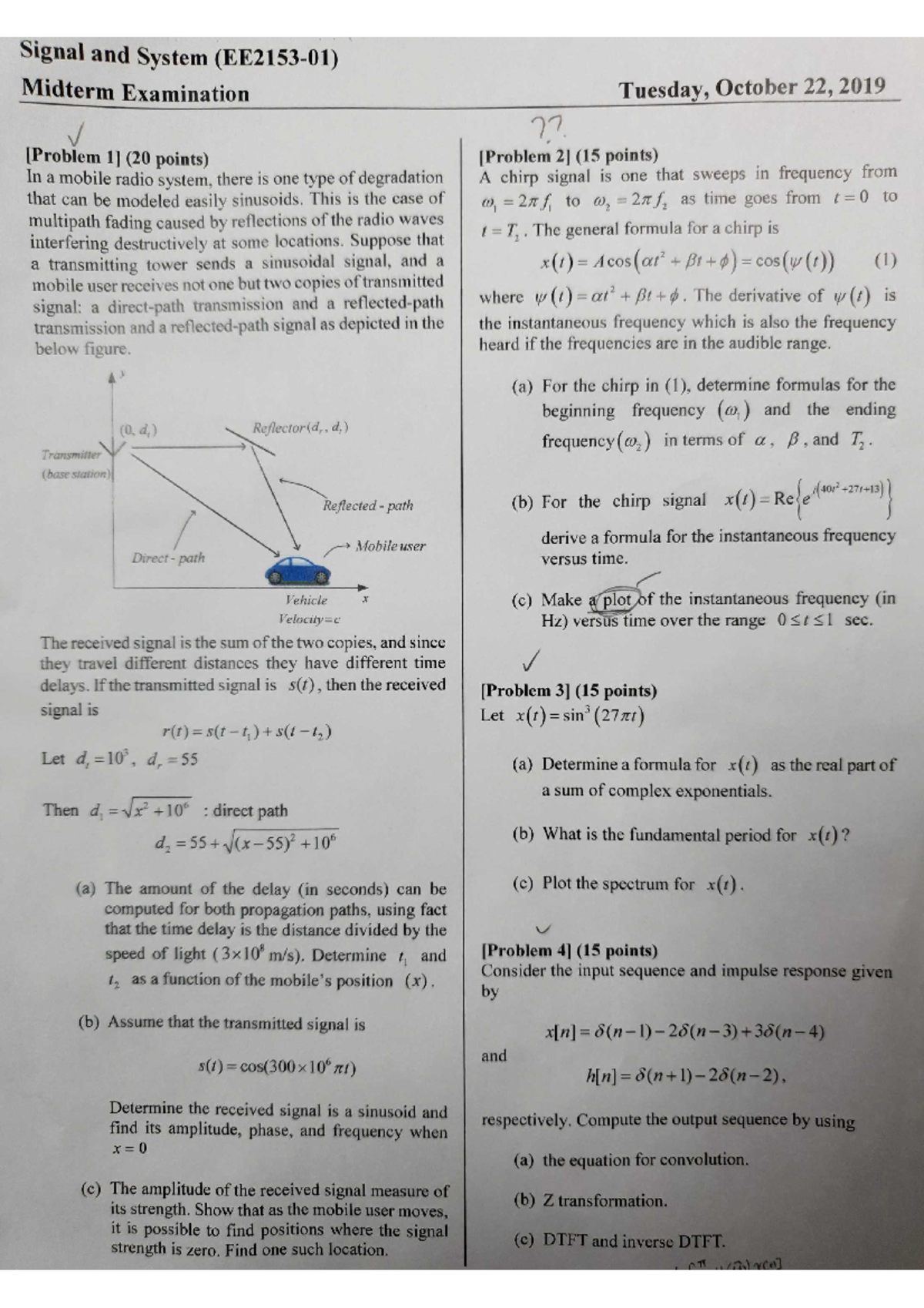 Signal & System 2019 Midterm Exam Review Guide - Studocu