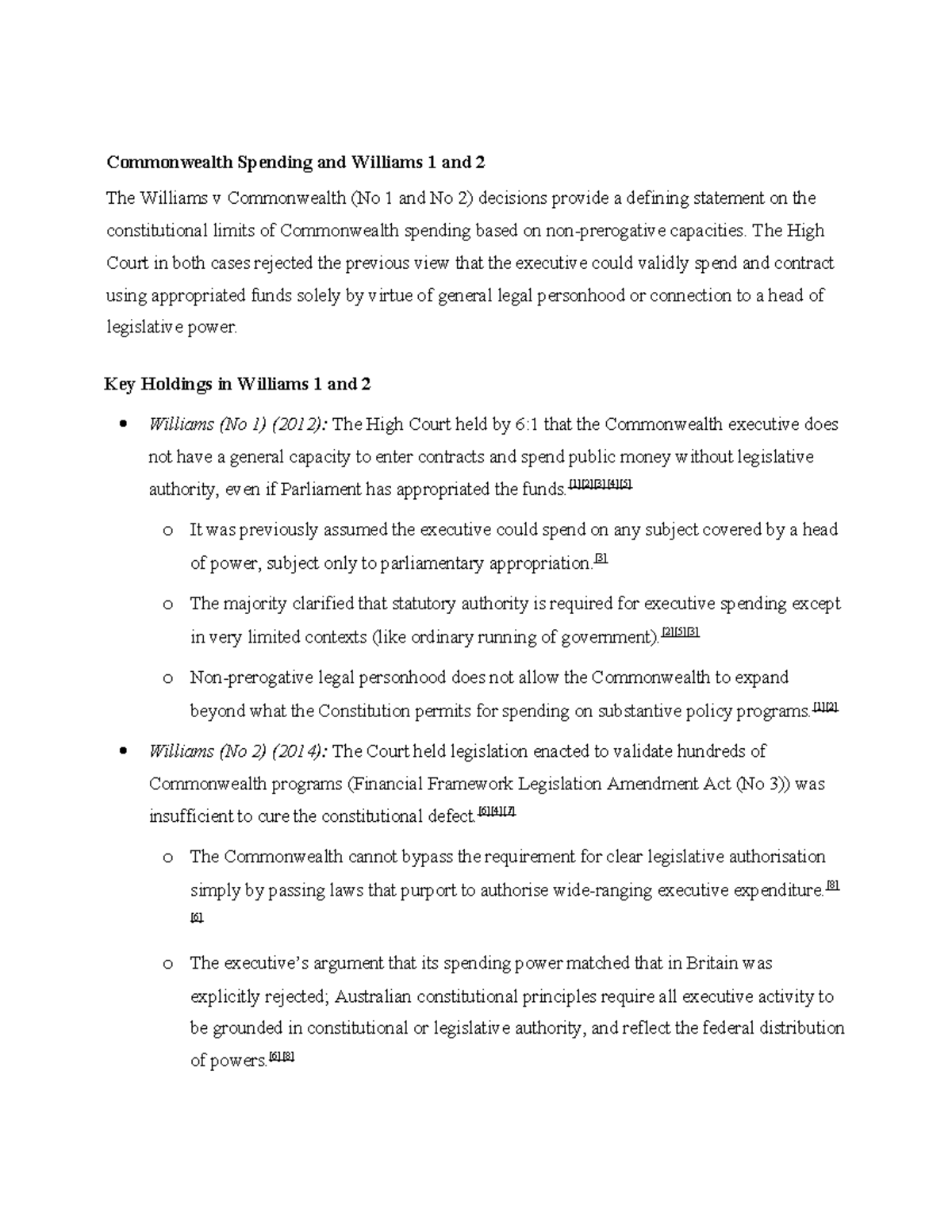 Williams v Commonwealth: Key Insights on Executive Spending Powers ...