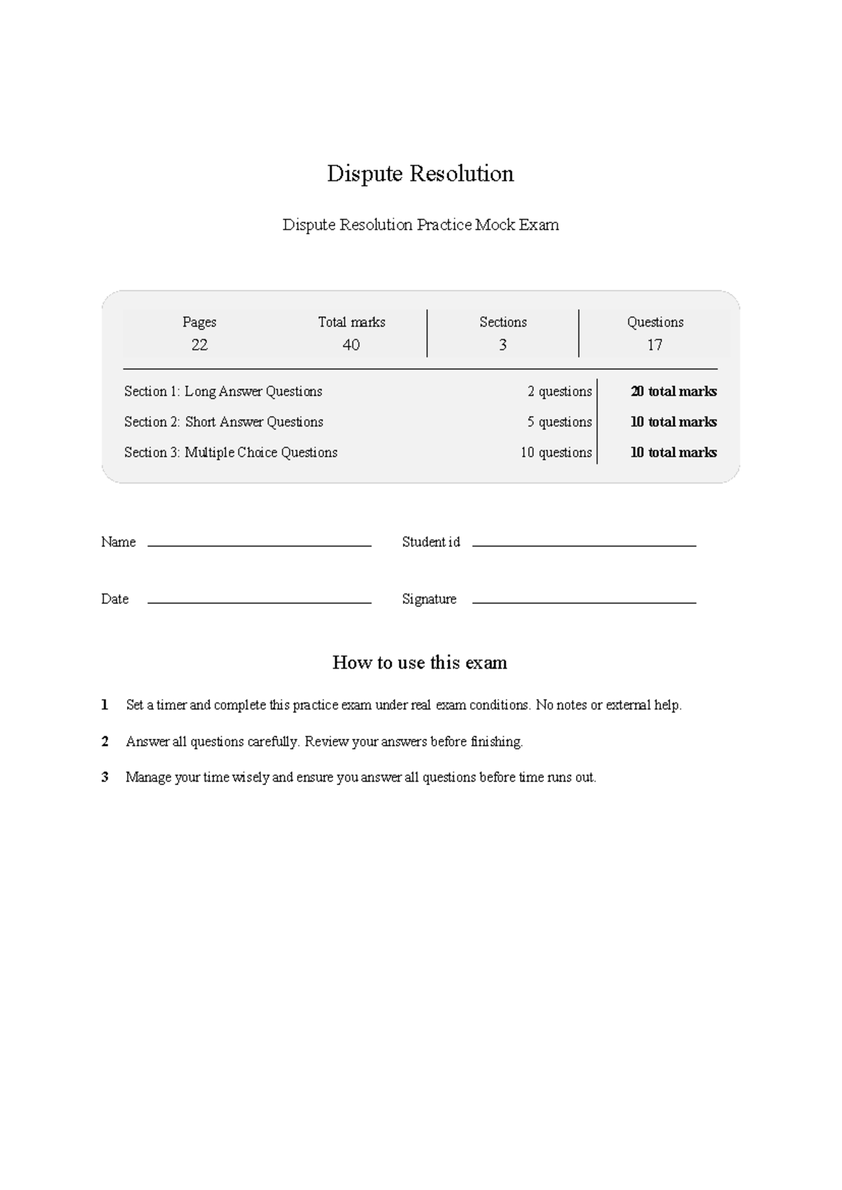 Dispute Resolution mock exam - most used 2026 feb - Dispute Resolution ...