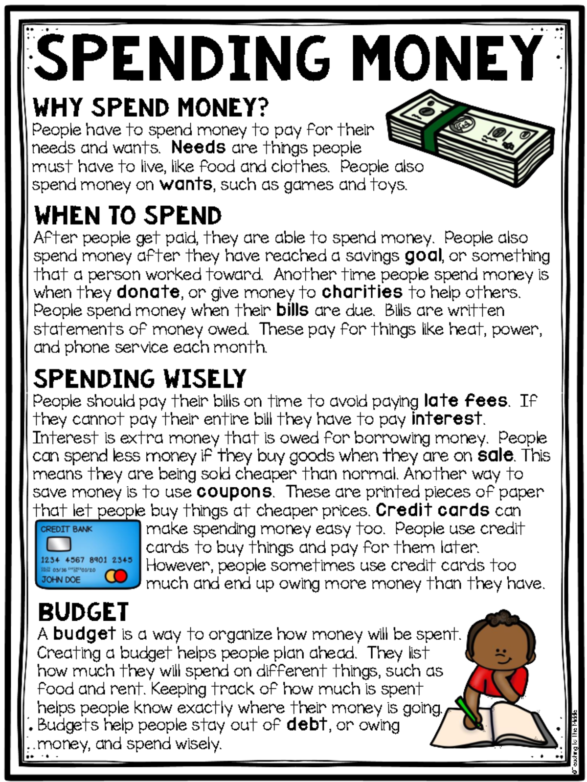 Financial Literacy Worksheet: Spending Money - Comprehension Guide ...