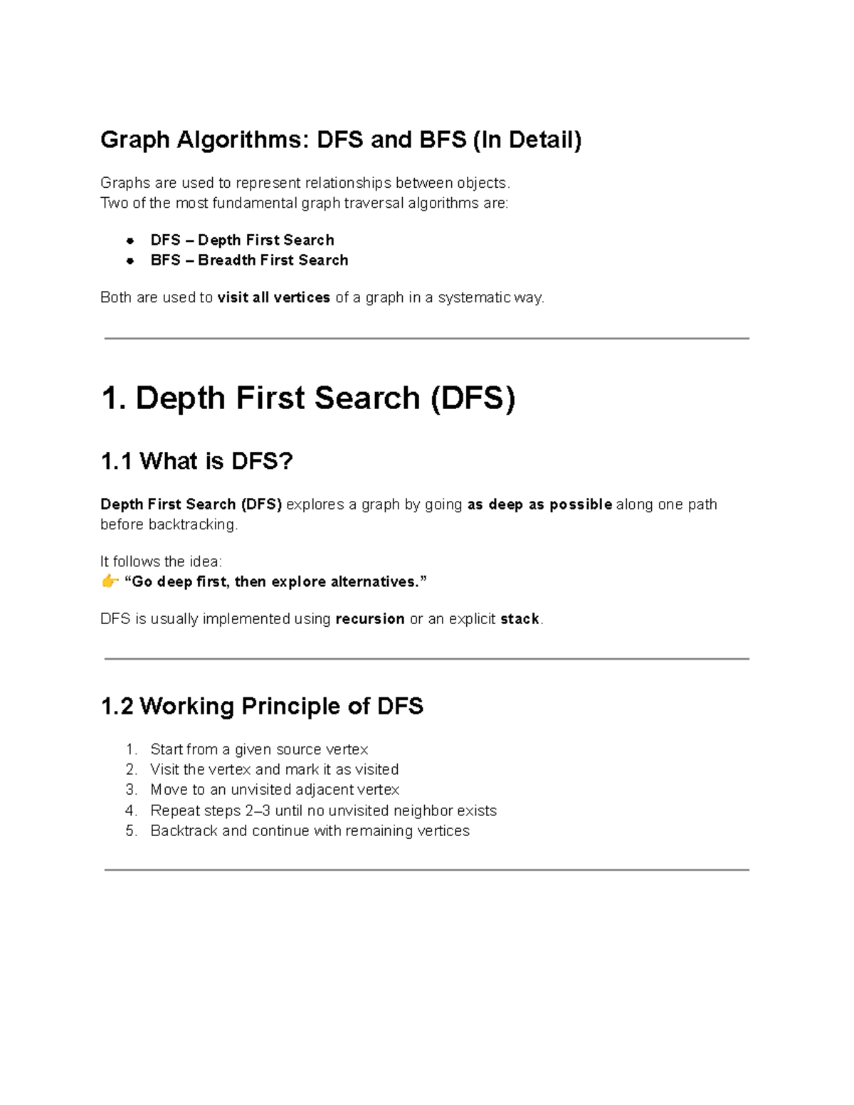 Graph Algorithms: DFS and BFS Overview (CS101 Lecture Notes) - Studocu