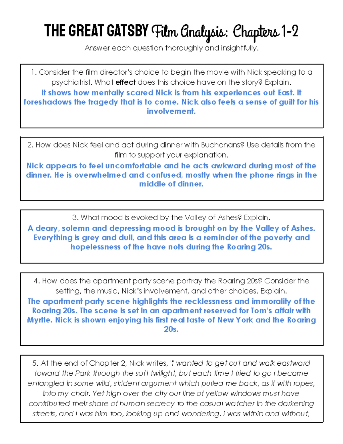 Copy of Gatsby Ch. 7 Gatsby vs. Tom - THE GREAT GATSBYChapter 7: Gatsby ...