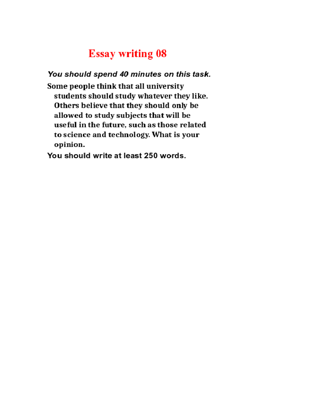 Essay Writing 08: Should Students Choose Their Subjects? - Studocu