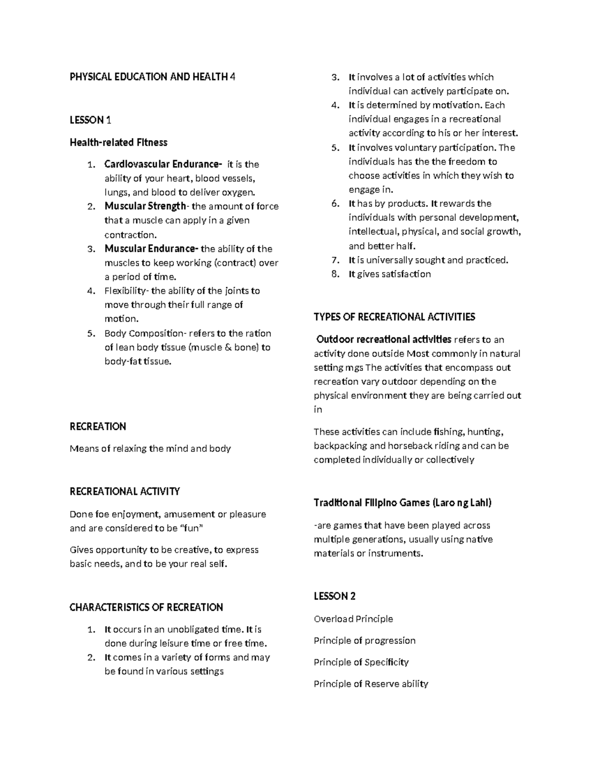 Physical Education AND Health 4 - PHYSICAL EDUCATION AND HEALTH 4 ...