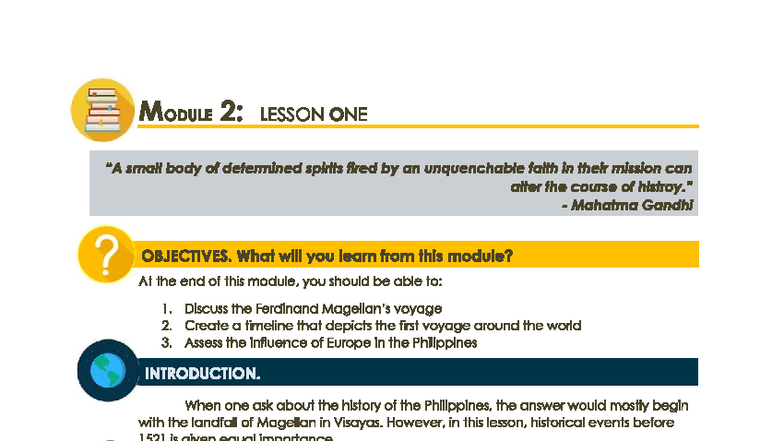 MODULE 2: LESSON 1 - The First Voyage Around the World - Studocu