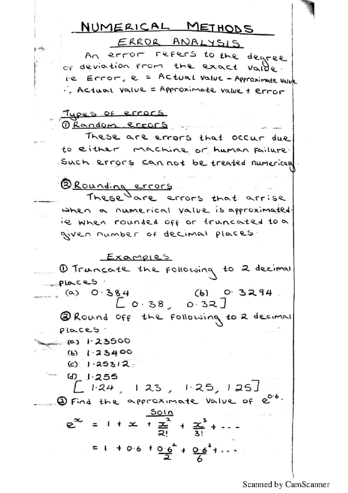 Numerical Methods: Error Analysis and Approximation Techniques (MATH ...