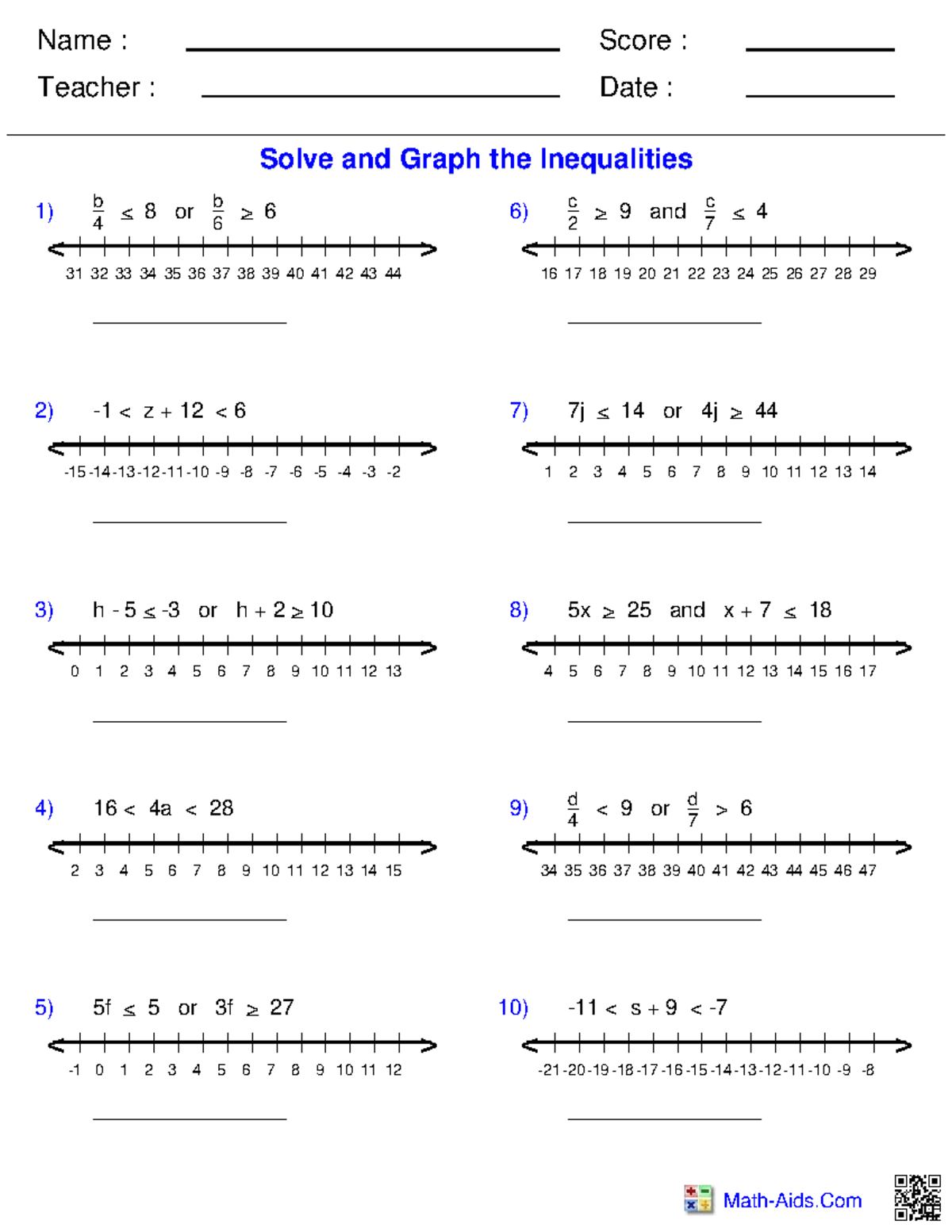 Algebra 1: Solving and Graphing Compound Inequalities - Studocu