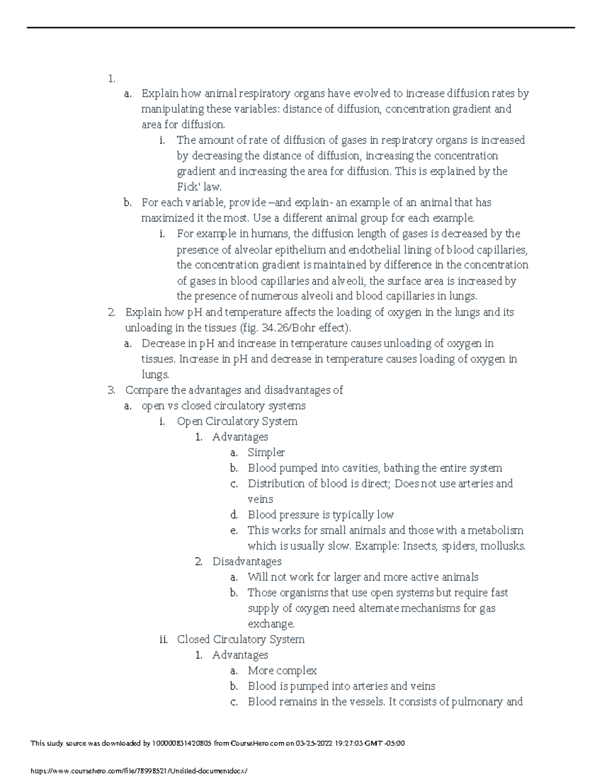 Bio II Class Discussion Assignemnt - 1. a. Explain how animal ...