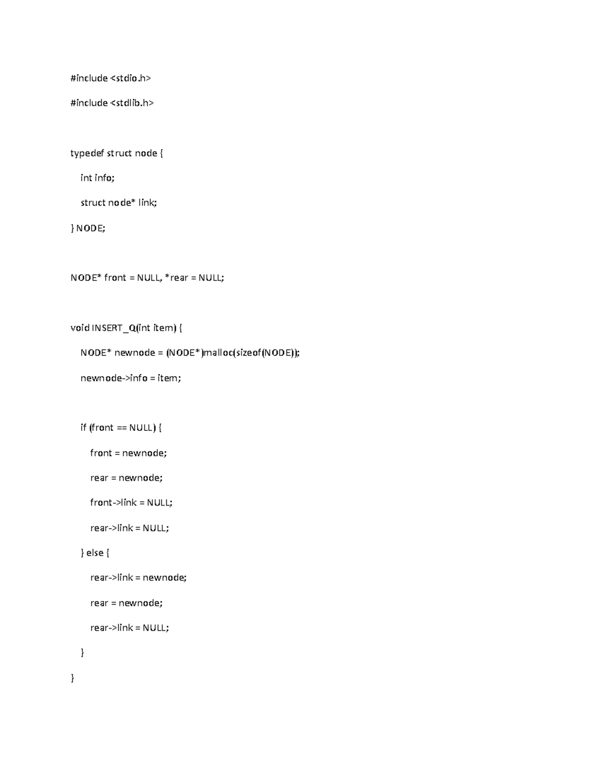 5th - code - #include #include typedef struct node { int info; struct ...