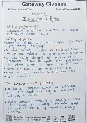 Unit 1 handwritten notes - Gateway Classes B. Tech Second Year Python ...