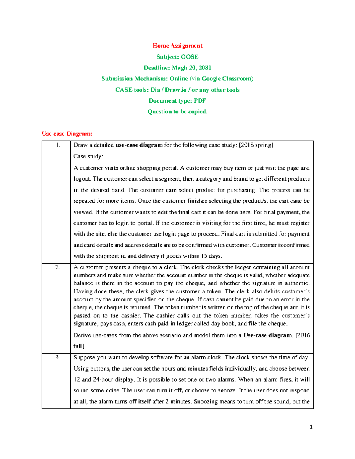 Assignment 2024 Software Design - Home Assignment Subject: OOSE ...