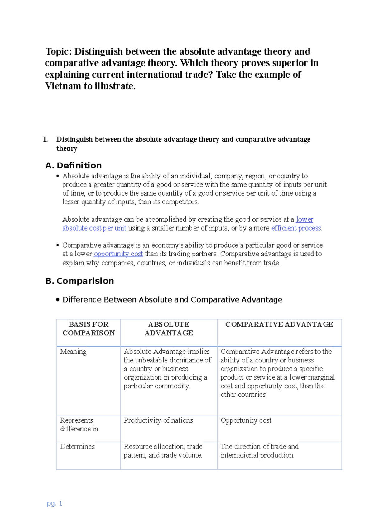 KTQT (GR 6) - Absolute vs comparative advantage theory in international ...