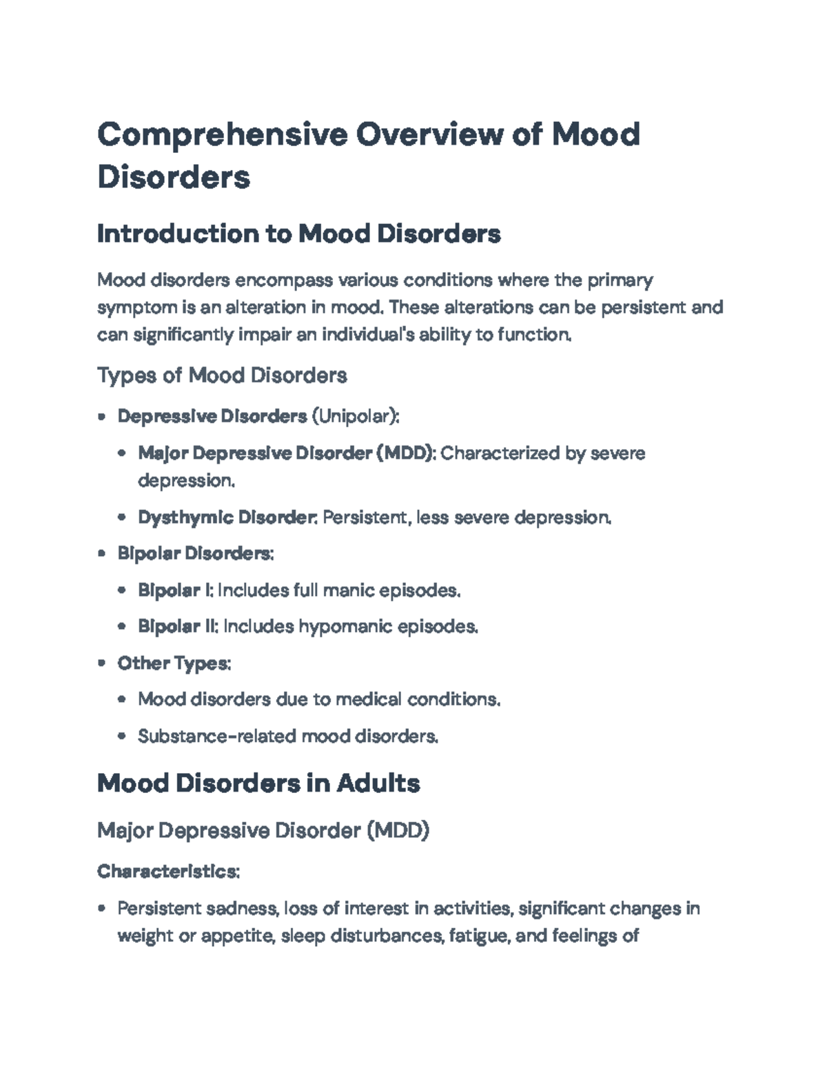 Comprehensive Overview of Mood Disorders: Types, Symptoms, and ...