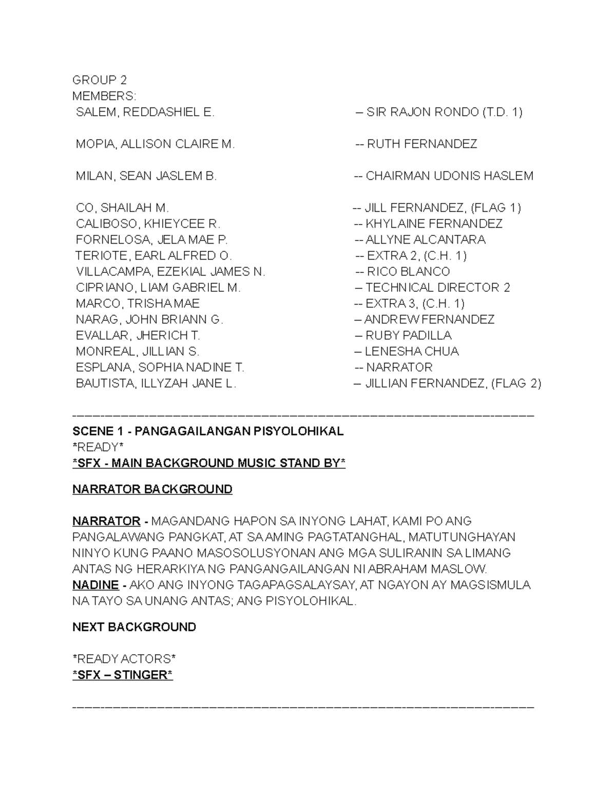Script- Group 2 - Final Presentation on Maslow's Hierarchy - Studocu