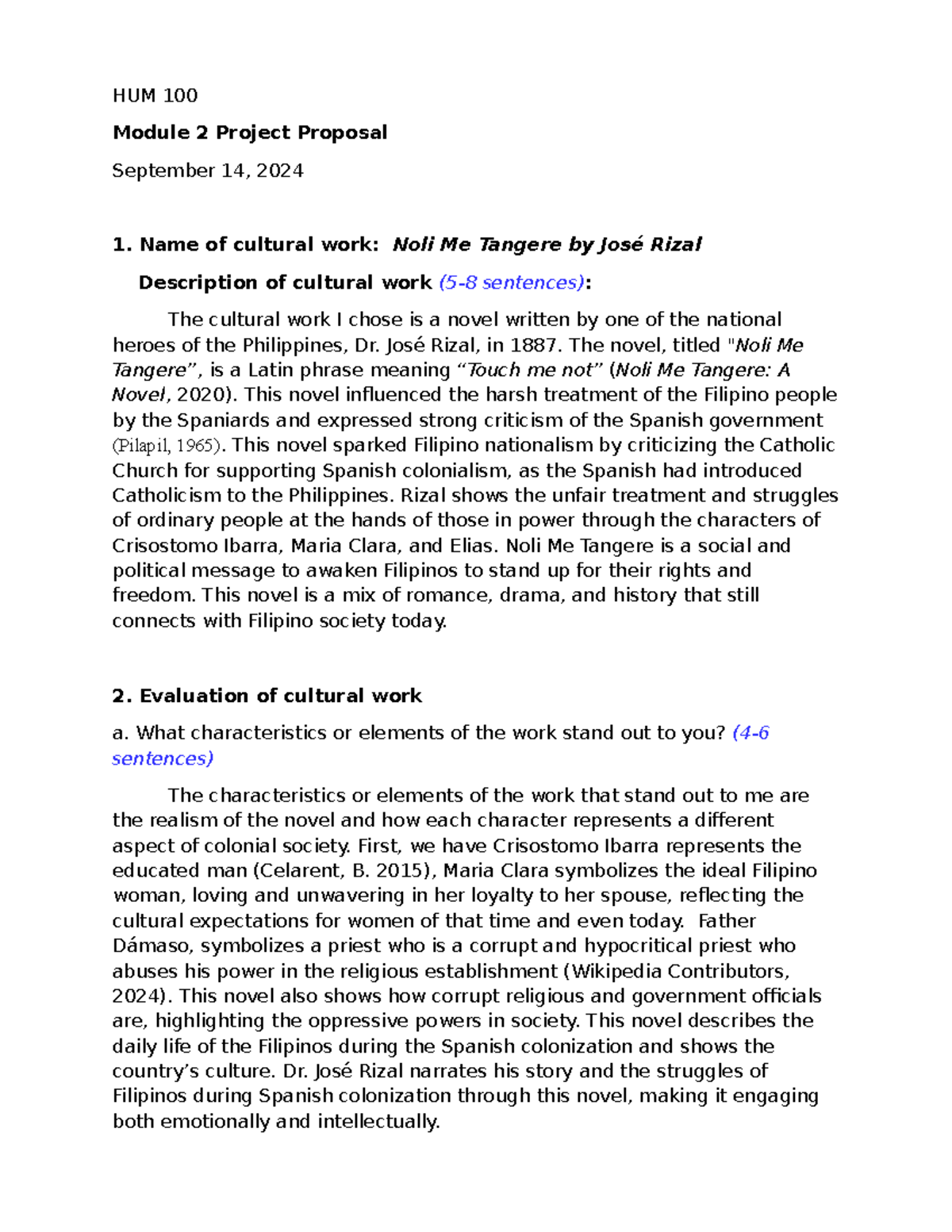 Module 2 Project Proposal Template - HUM 100 Module 2 Project Proposal ...