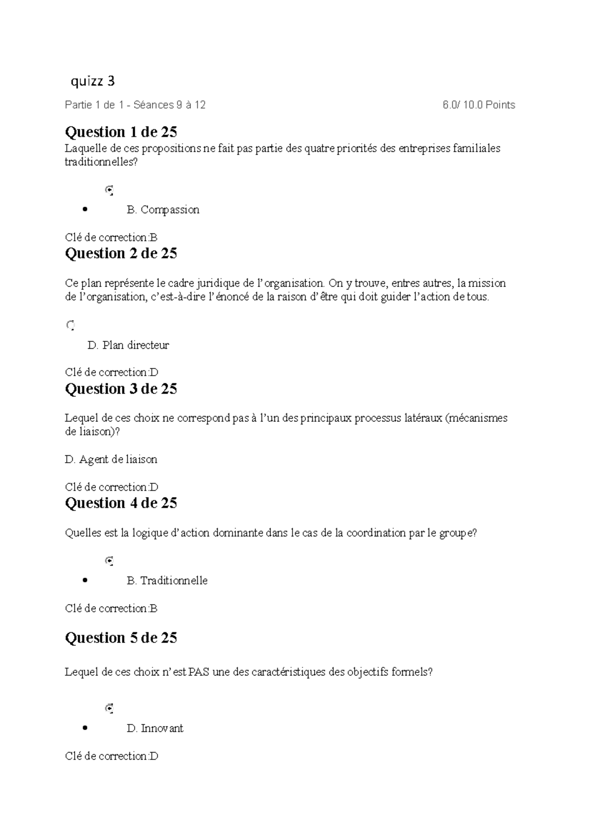 Quizz 3 - Séances 9 à 12 Overview and Key Questions - Studocu