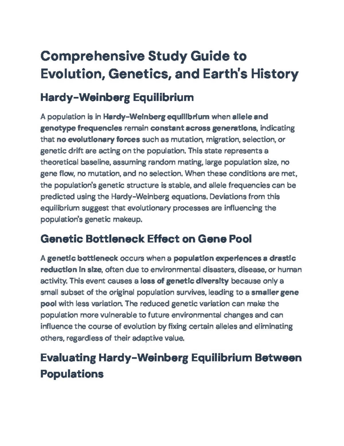 Comprehensive Study Guide: Evolution, Genetics, & Earth's History (BIO ...