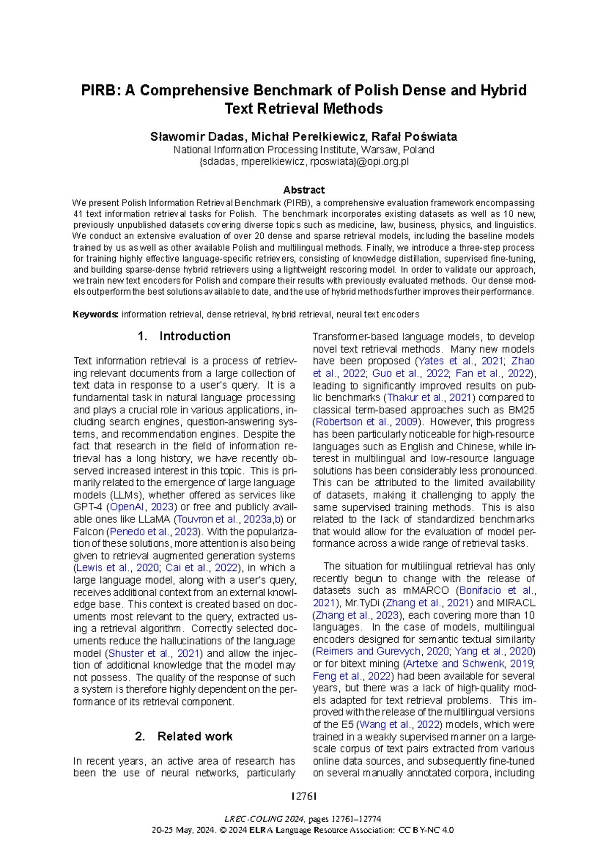 PIRB: Benchmarking Polish Dense & Hybrid Text Retrieval Methods - Studocu