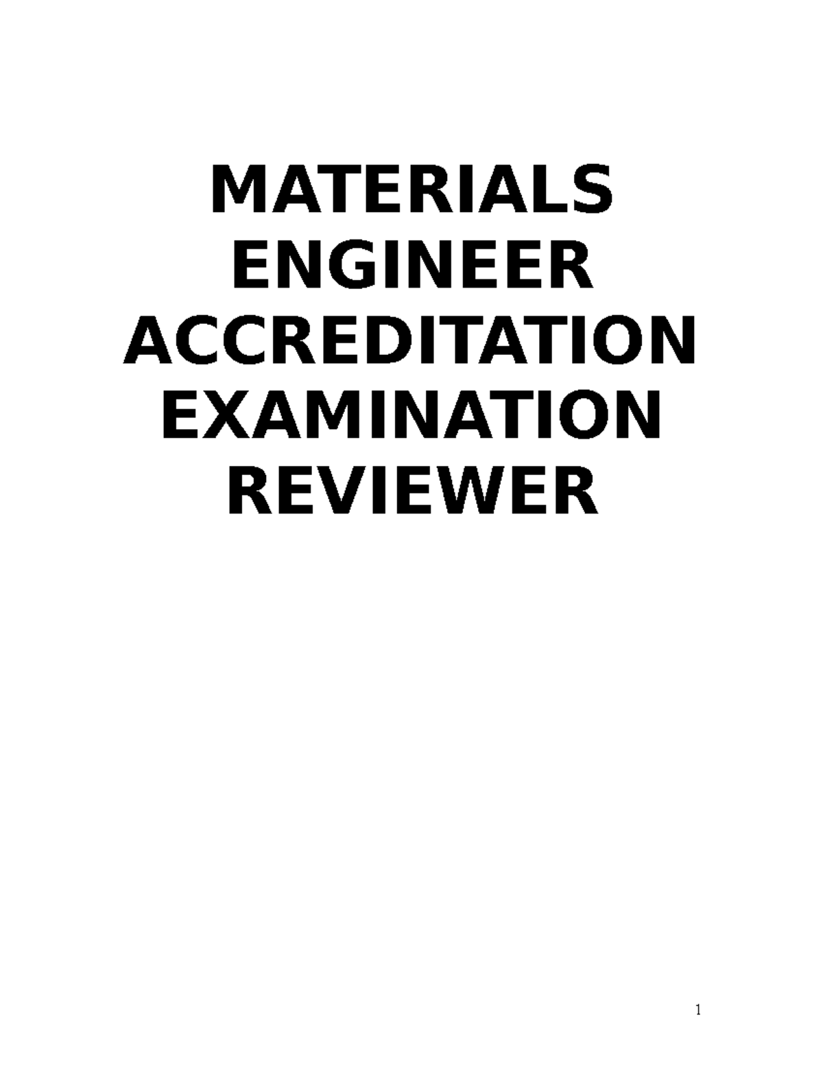 Materials Engineer Accreditation Exam Review Guide - Studocu
