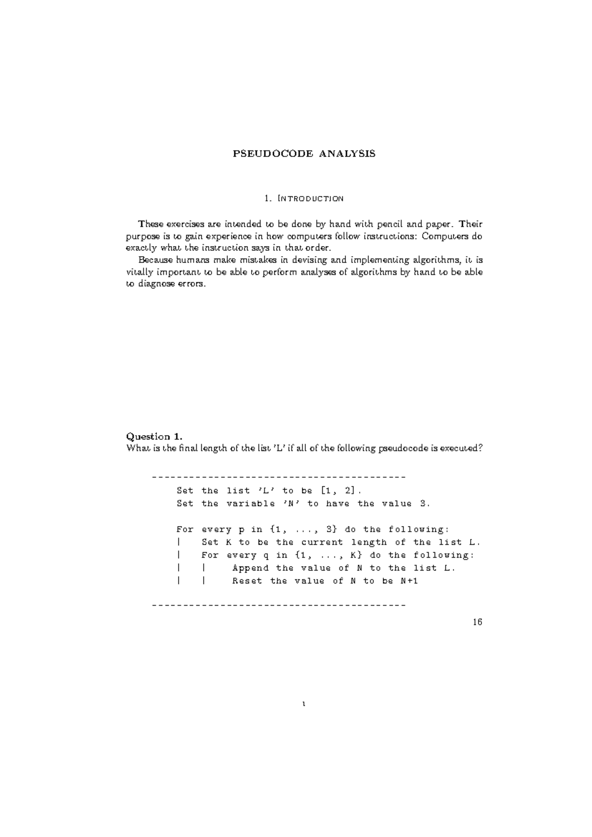 WTW152 PSEUDOCODE ANALYSIS & CODING EXERCISES - Practice Questions ...