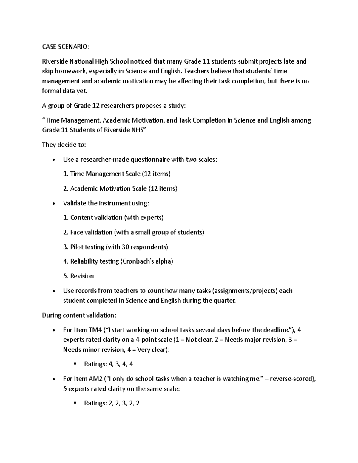 Management, Academic Motivation, and Task Completion Study (PR2) - Studocu