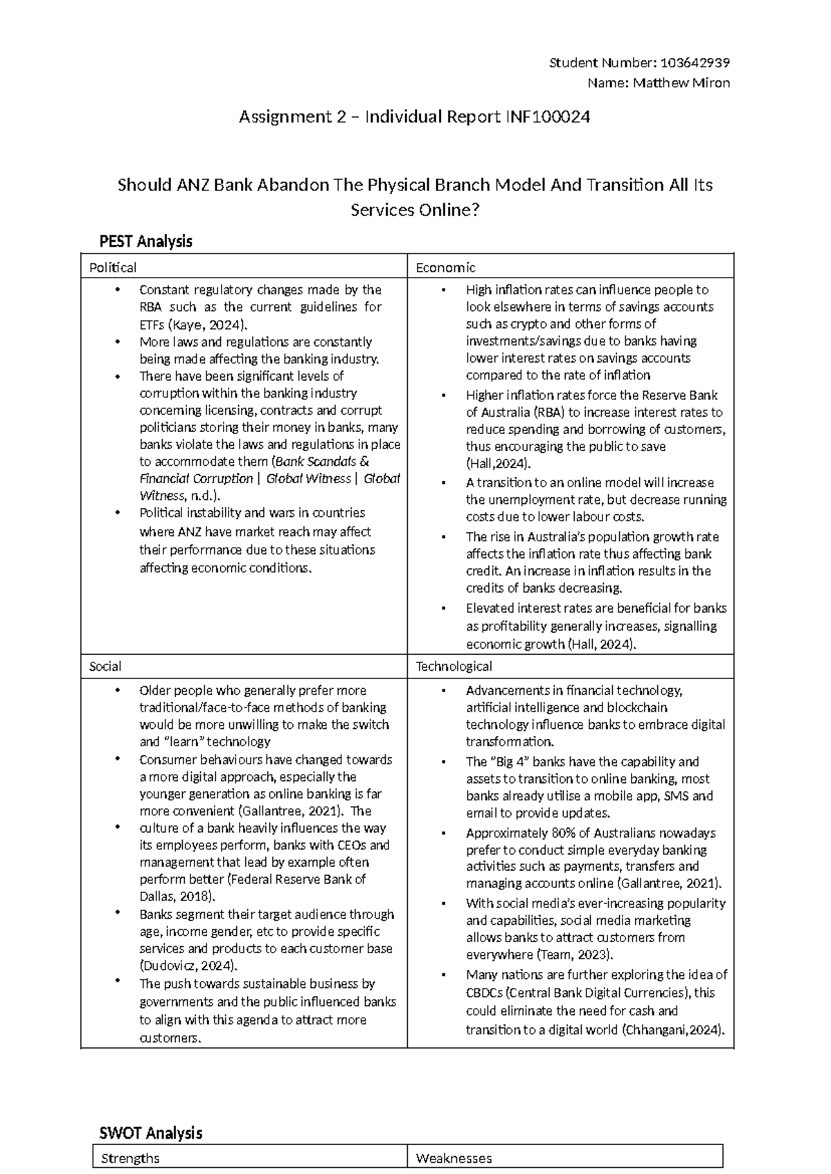 Analysis of ANZ's Transition to Online Banking Model - Assignment 2 INF ...