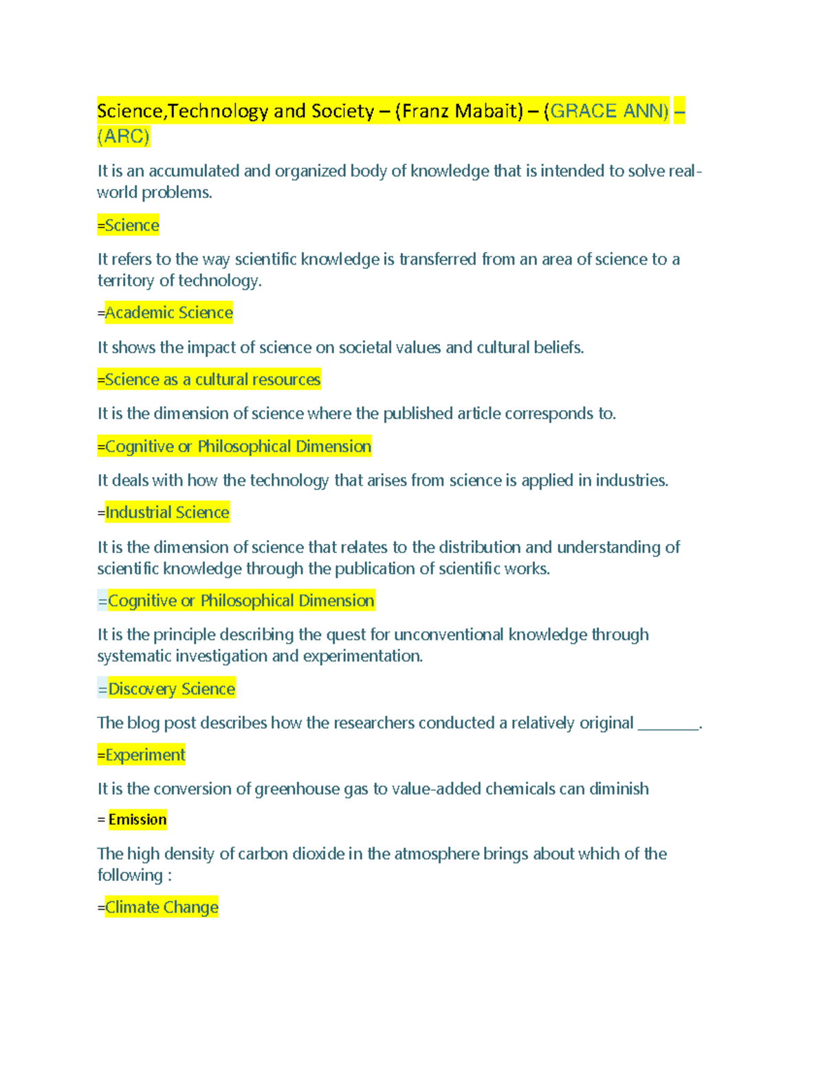STS-QUIZ1 - Finals - Science, Technology and Society Insights - Studocu