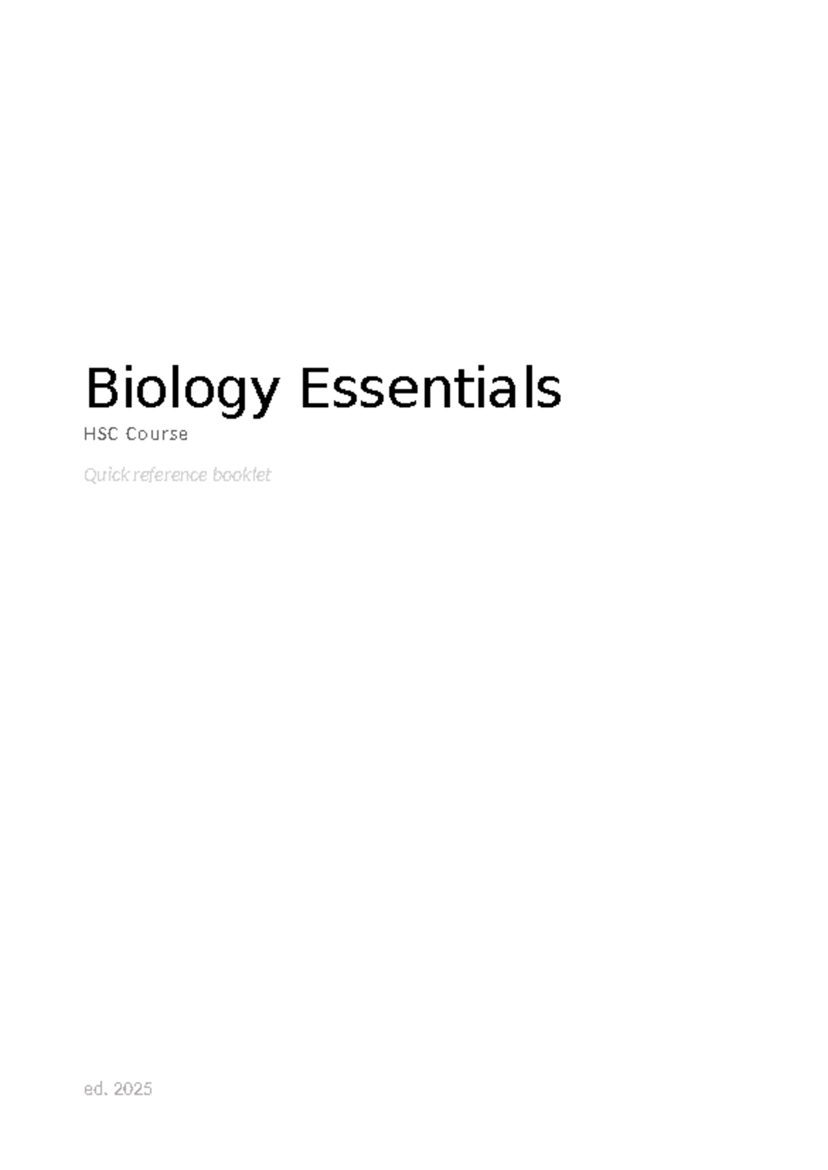 Biology Essentials HSC Quick Reference Booklet ed. 2025: Modules 5-7 ...