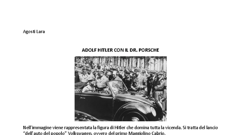 Adolf Hitler e il Lancio della Volkswagen: Storia e Propaganda - Studocu