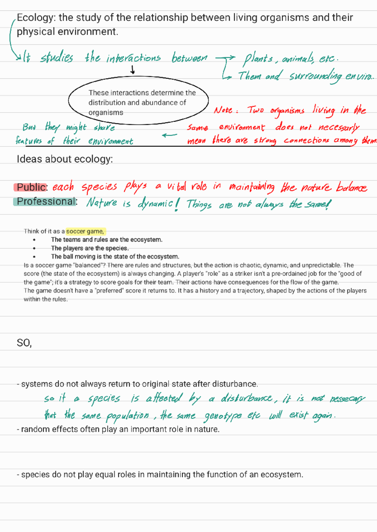 Ecology Notes: Interactions of Organisms & Environment (251203) - Studocu