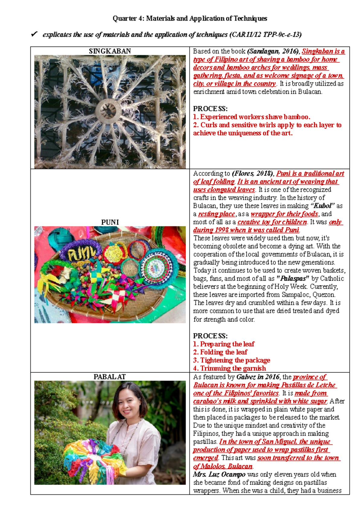 CPAR-Module-12: Materials & Applications Techniques Notes - Studocu