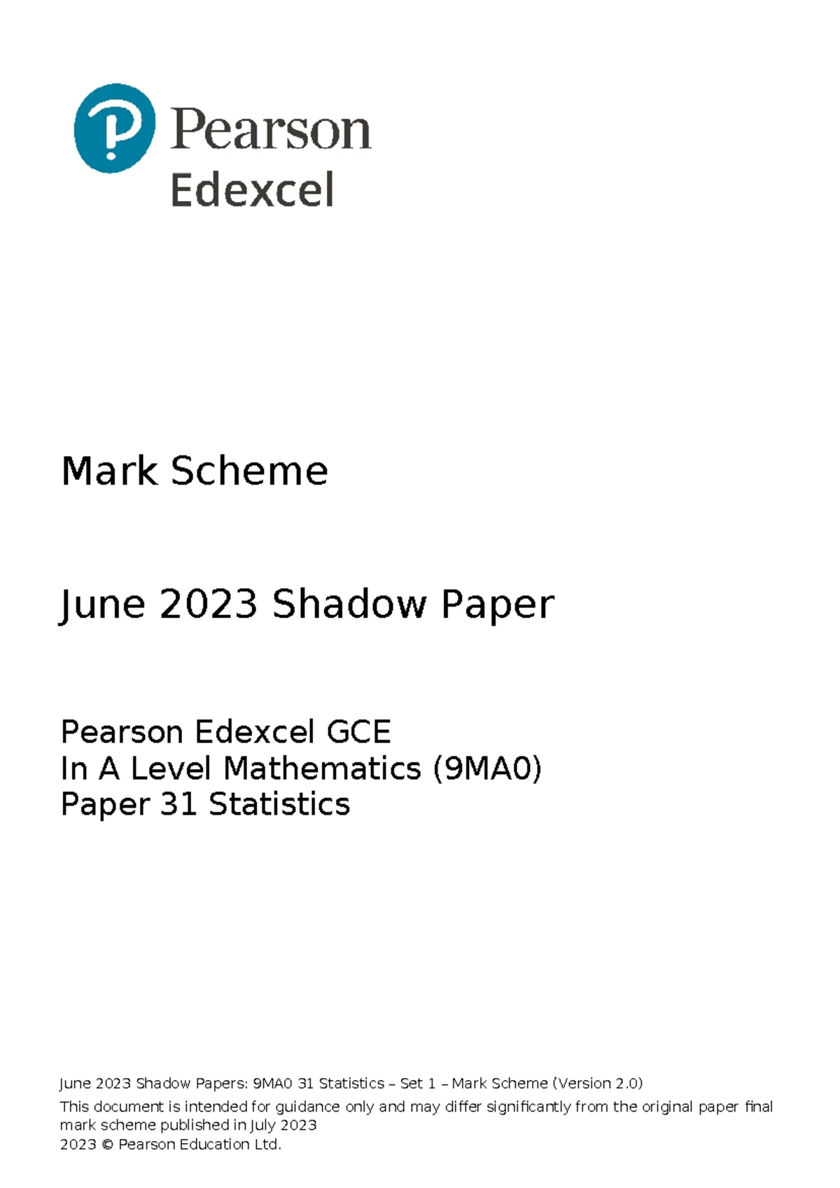 2306 9MA0-31 AL Statistics June 2023 Shadow Paper MS (word) v3 - Mark ...