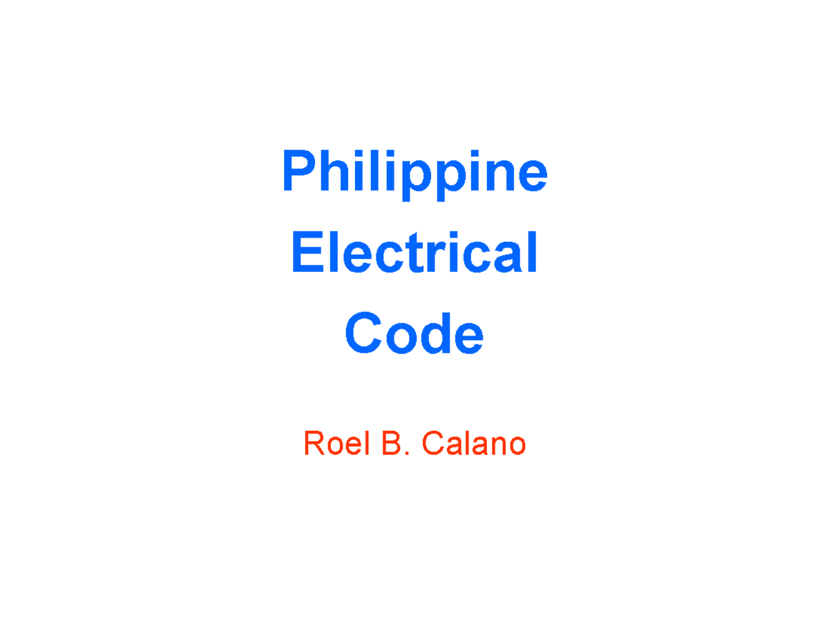 PEC RME - Q&A on Electrical Code Regulations and Installation - Studocu