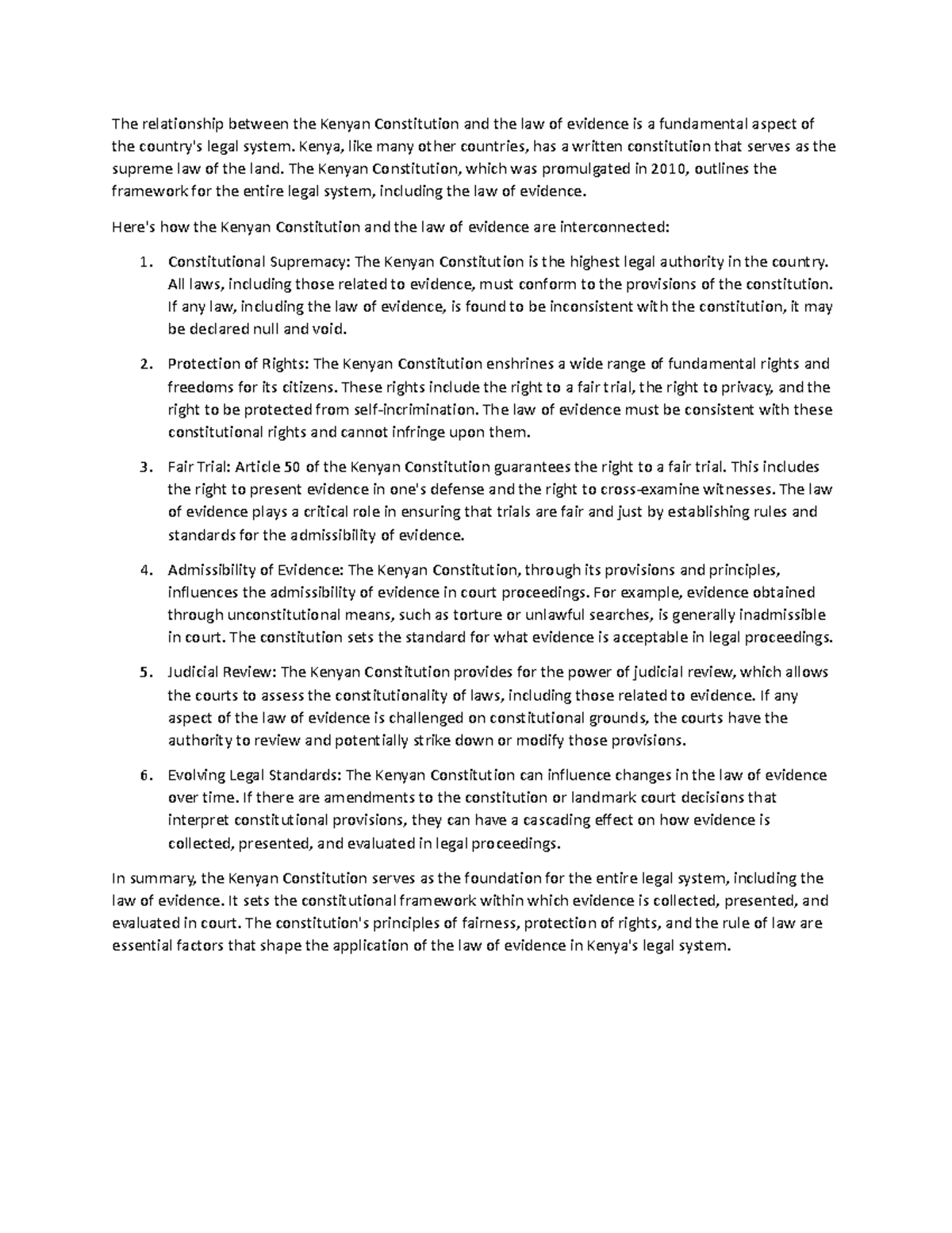 The kenyan constitution and the law of evidence - Kenya, like many ...
