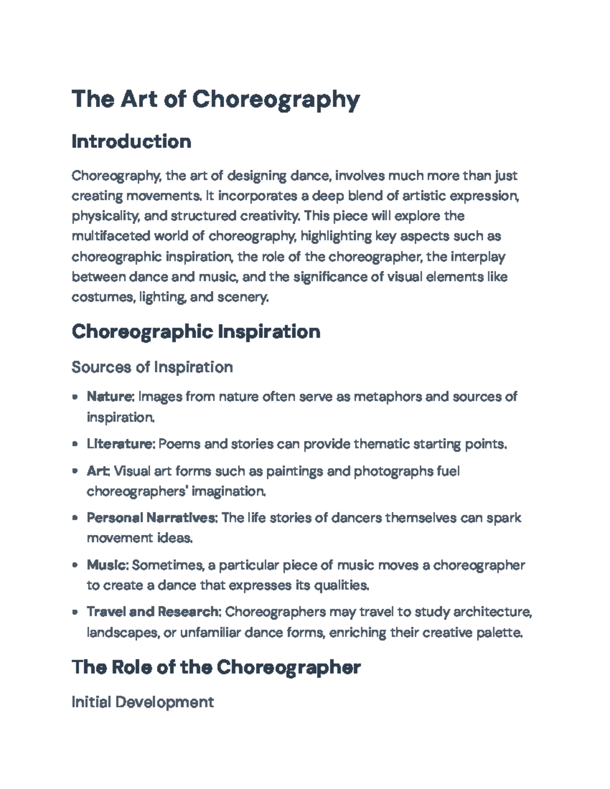 Choreography Essentials: Inspiration, Execution, and Visual Elements ...
