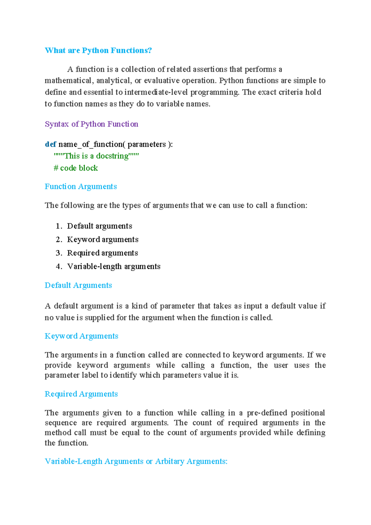 Functions in Python (Course Code: 4,5) - A Comprehensive Guide - Studocu
