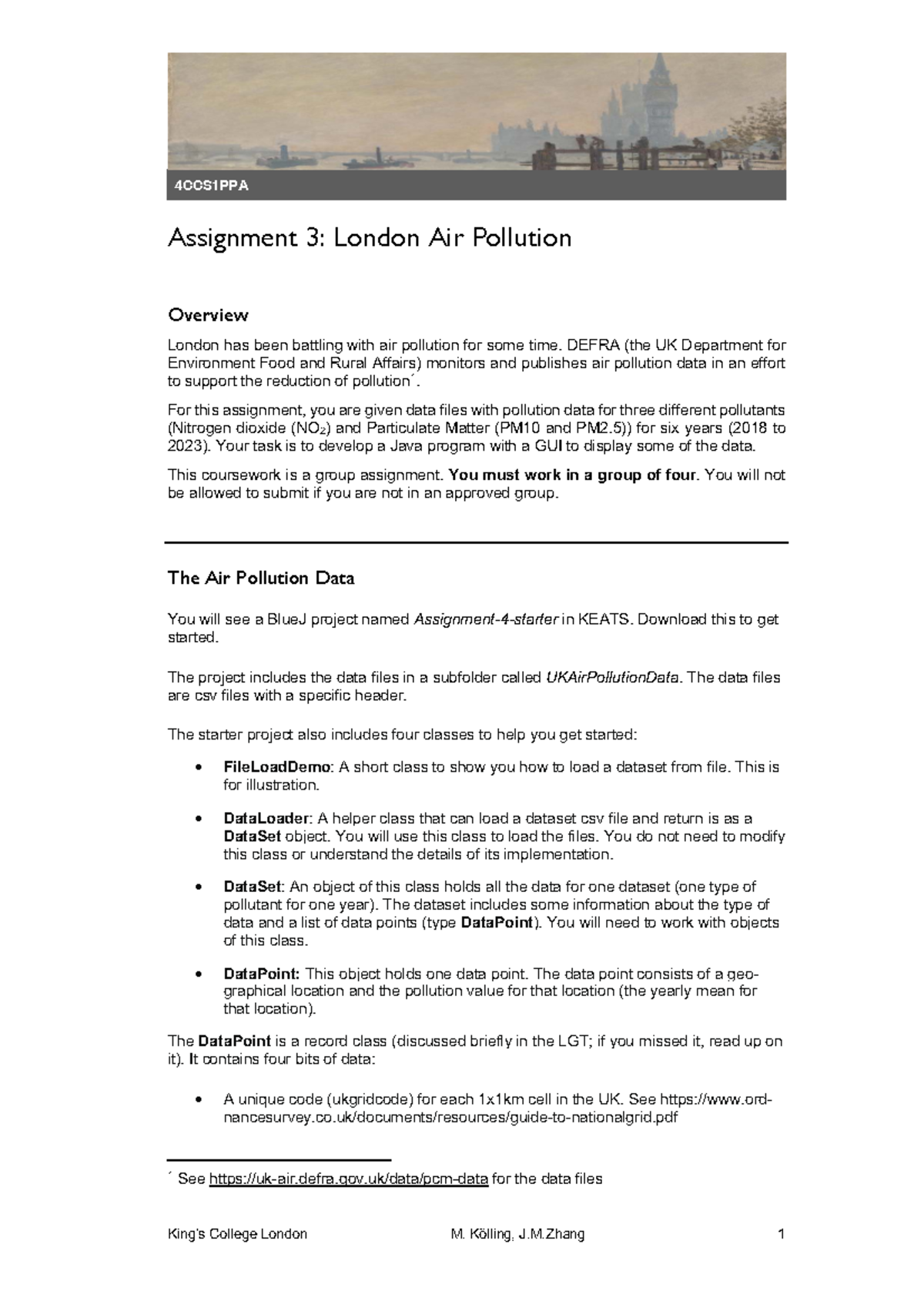 4CCS1PPA Assignment 3: Java GUI for London Air Pollution Data - Studocu